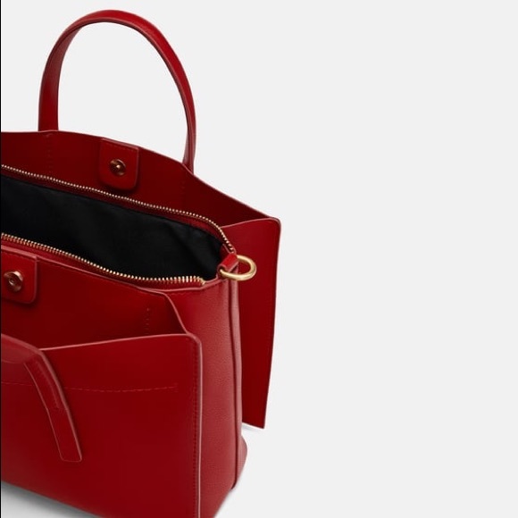 Zara | Bags | Zara City Midi Red Bag Vegan Leather Brand New With Tags ...